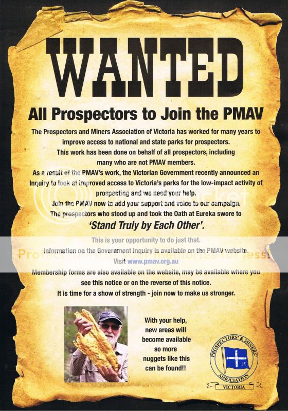 Wanted More PMAV Members | Alluvial Gold Prospectors